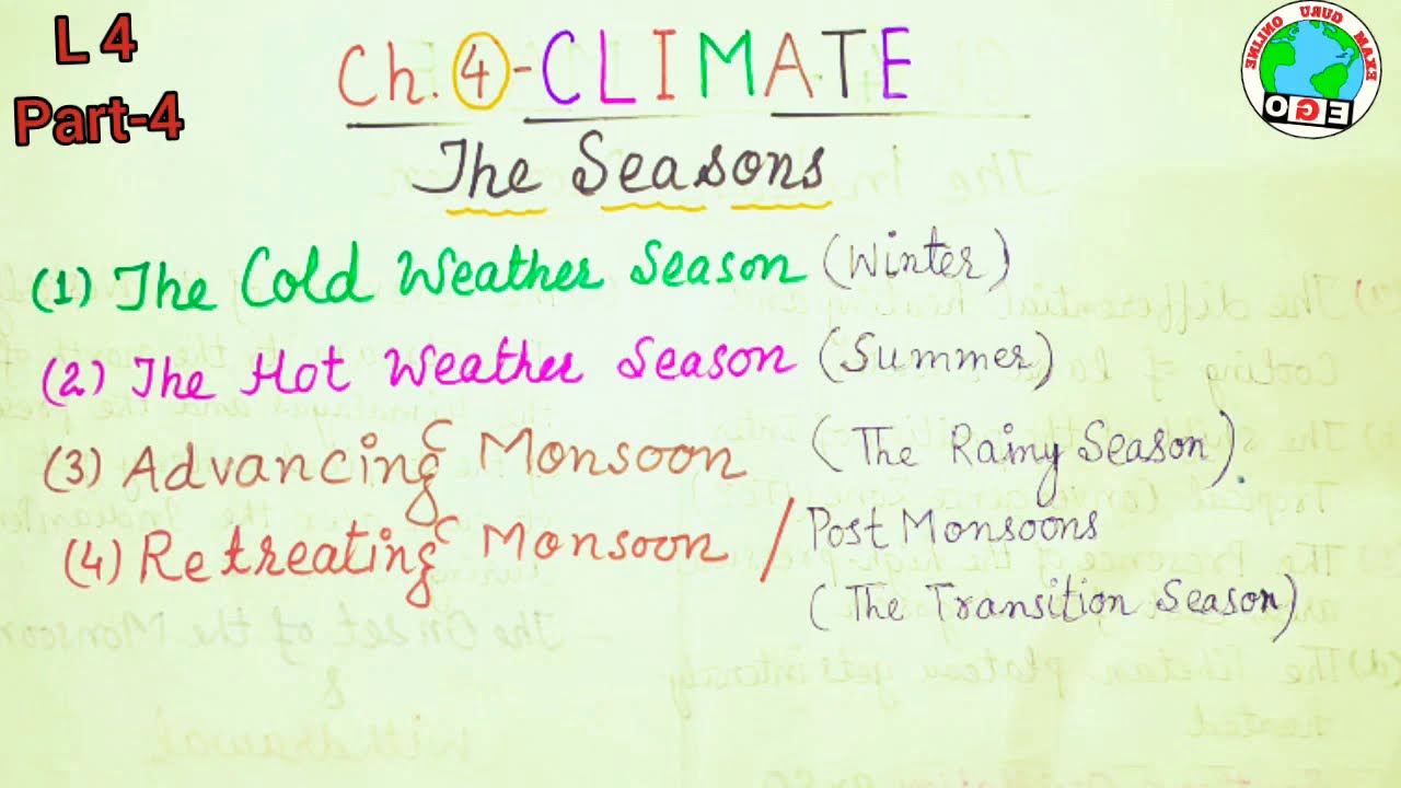 The Seasons-Winter,Summer,Rainy & Retreating Monsoon।CBSE Class 9 ...