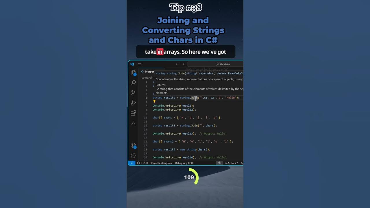 Joining and Converting Strings and Chars in C# Tip #38 - YouTube