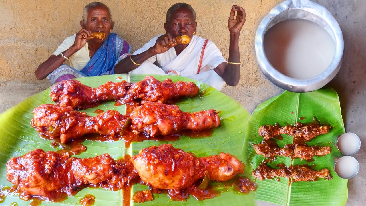Cooking Chicken Leg curry & eating with Rice Beer by our Tribal santali ...