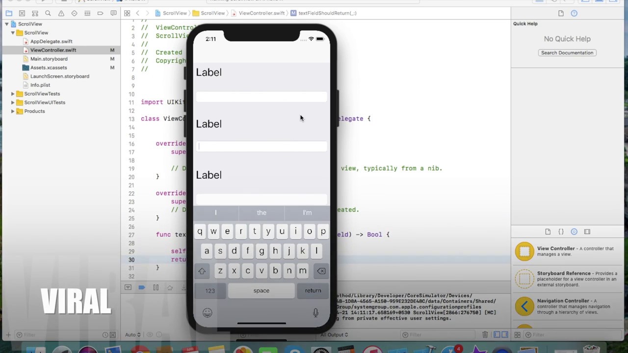 Hide Keyboard Swift 4 Xcode 9 On Pressing Return Key Youtube