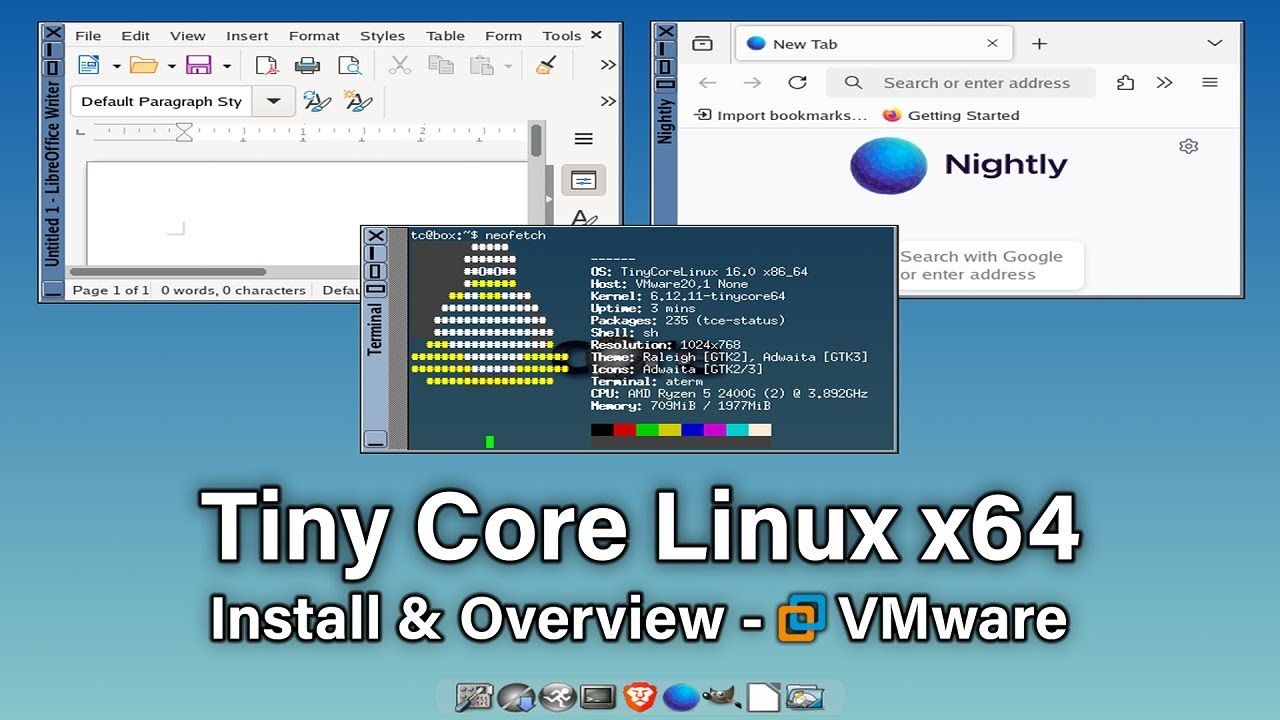 Tiny Core Linux x64 : The 40 MB x64 Distro - YouTube