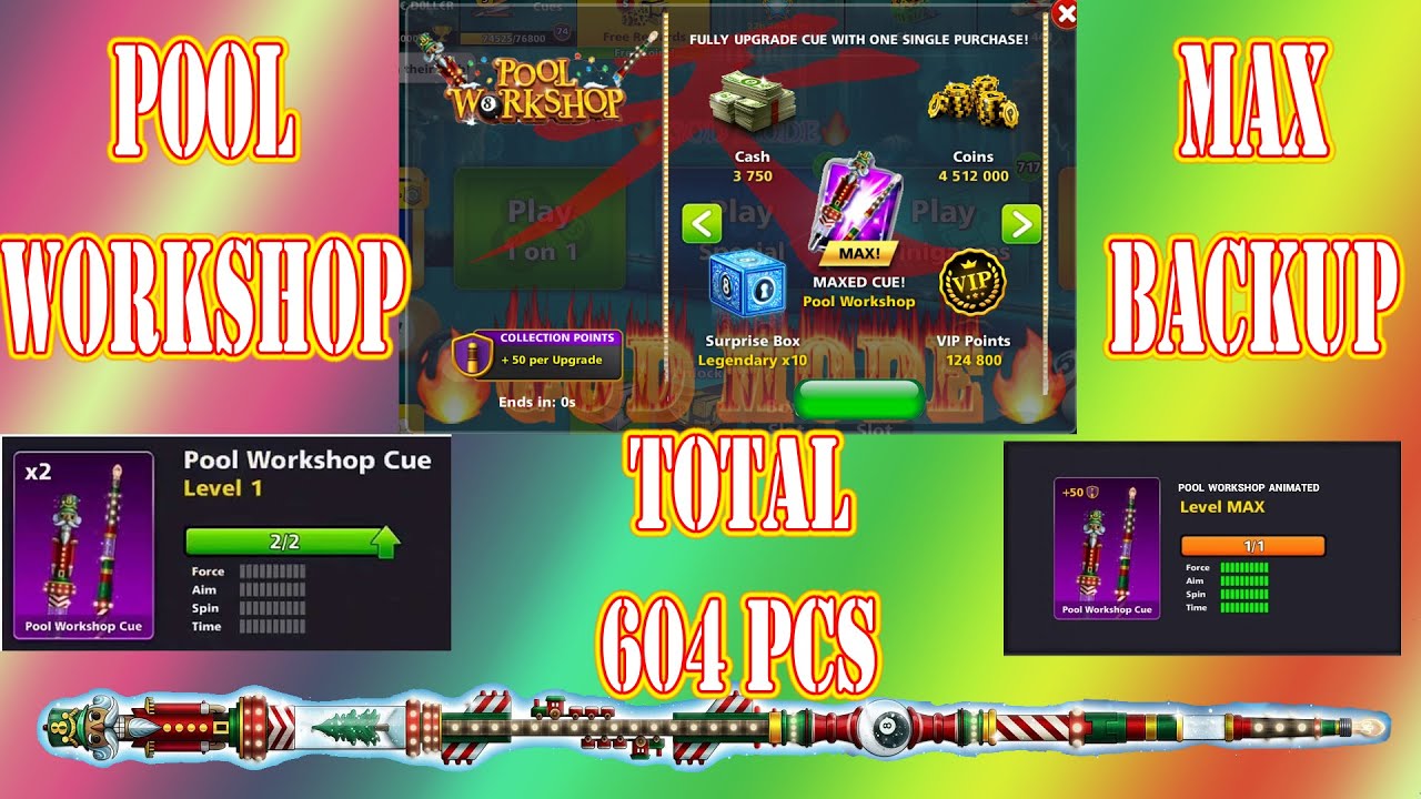 8 ball pool workshop cue - pool workshop season 🙀 level max animated ...