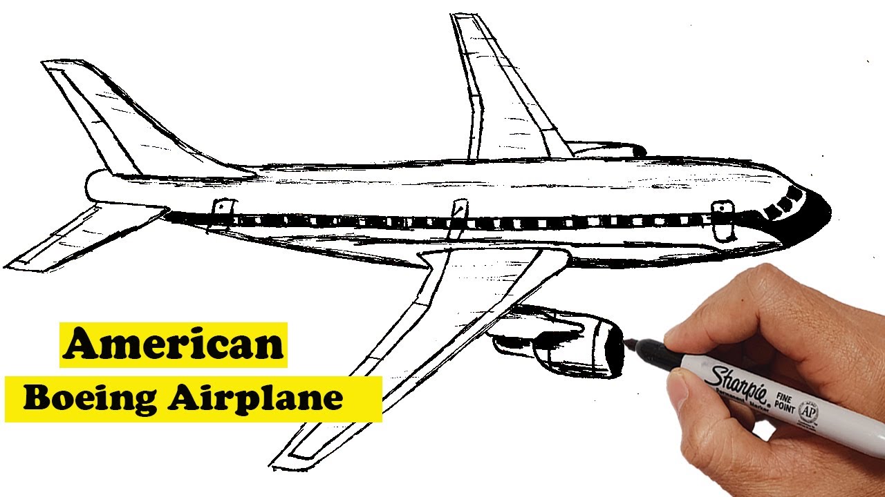 How To Draw A Plane Boeing 378 Airplane Easy Step By Step - Plane ...