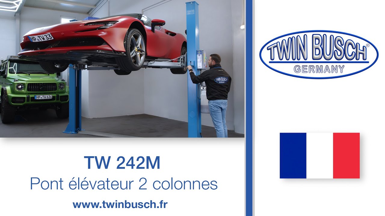 TW 242 M : Pont élévateur 2 colonnes de TWIN BUSCH® - YouTube