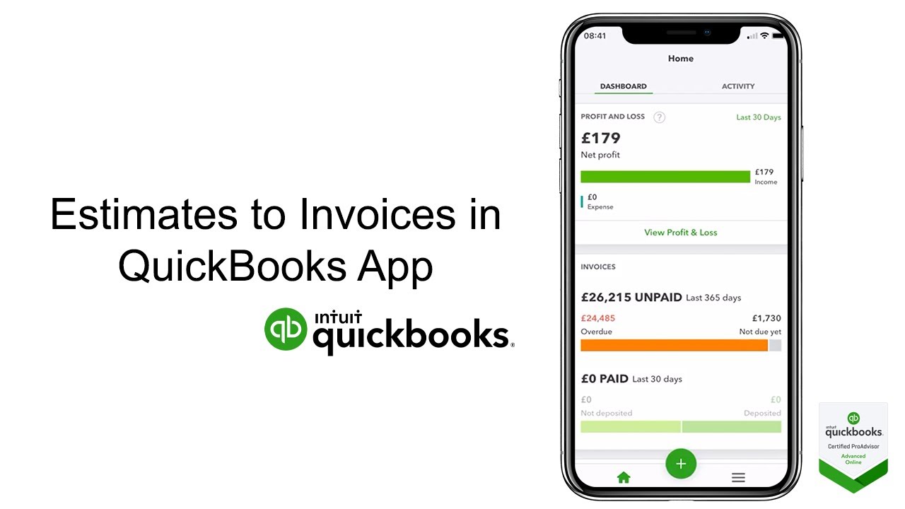 QuickBooks Tutorial-Estimates to invoices in the App - YouTube
