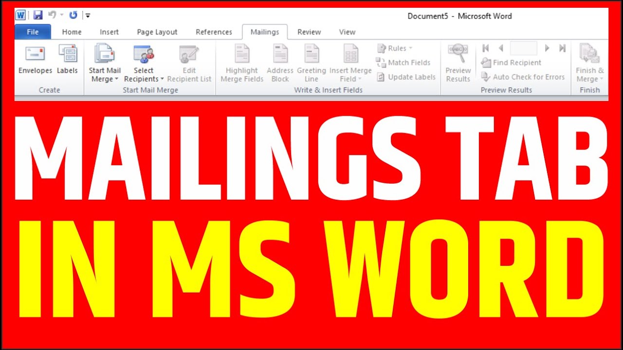 COMPUTER BASIC COURSE - MAILINGS TAB IN MS WORD ll PART - 10 - YouTube