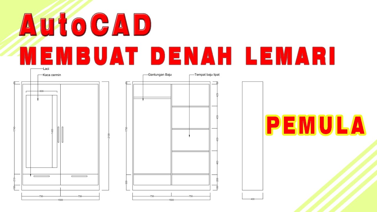 AutoCAD - Membuat Denah Lemari Untuk Pemula Simple dan Mudah - YouTube
