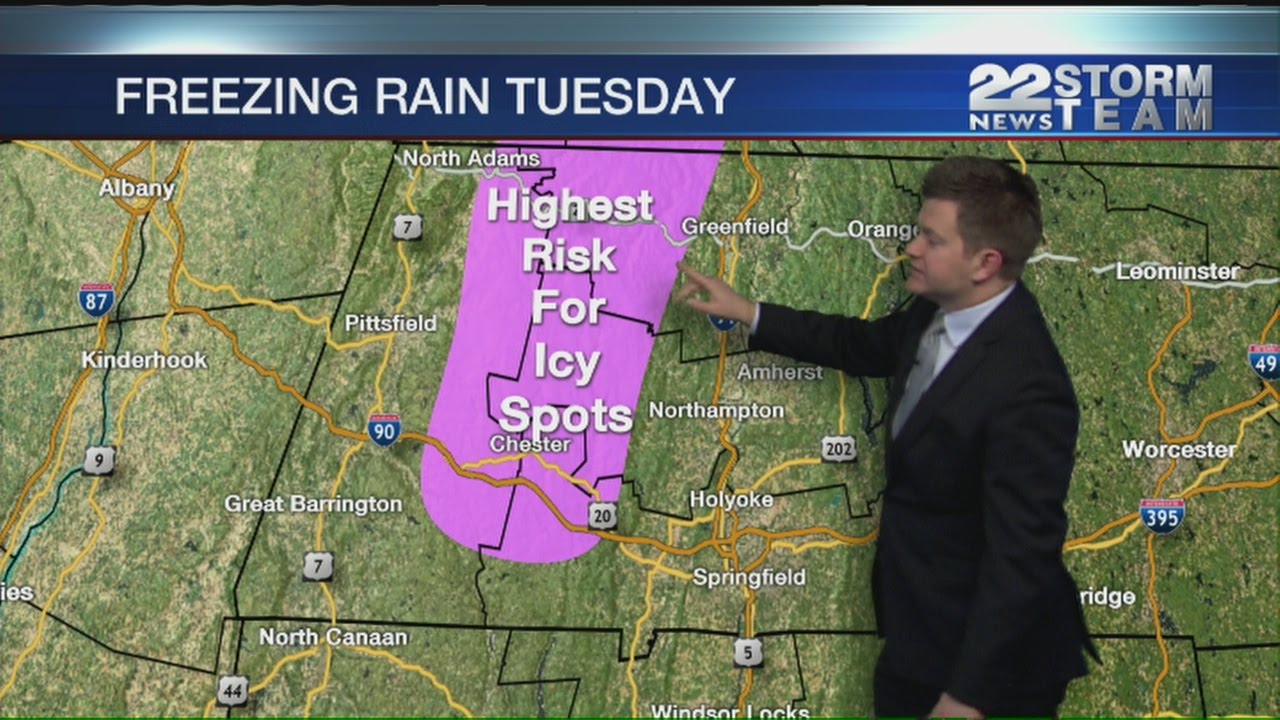 Icy spots possible in some areas Tuesday morning - YouTube