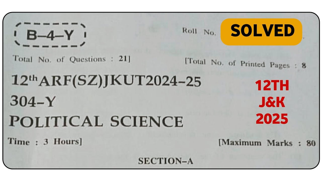 jkbose class 12 political science paper 2025 | jkbose class 12th todays ...