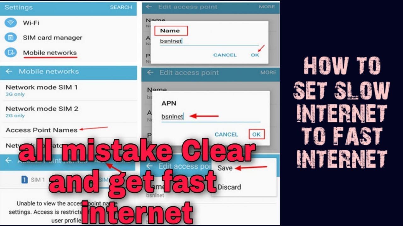 how to set APN|restore internet setting|fast internet|clear all ...