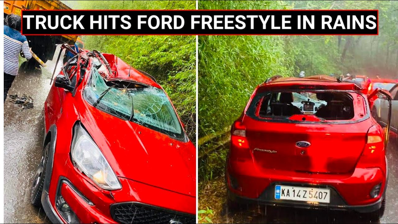 Truck hits Ford Freestyle in rains of South India || Car accident in ...