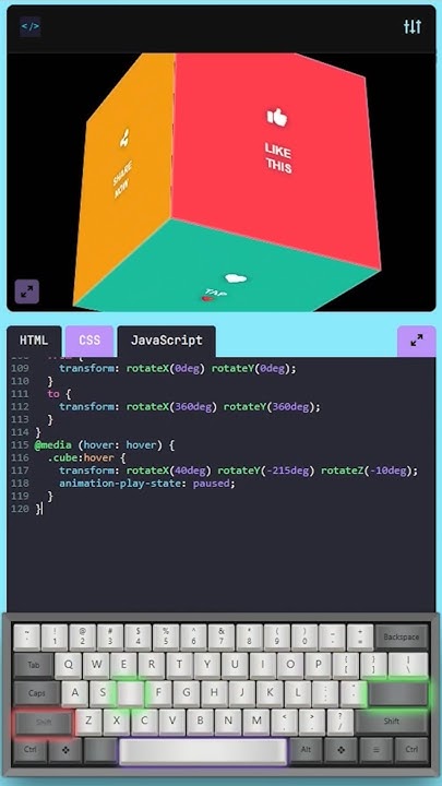 Code 72 | 3D Rotating Cube in Pure CSS #html #coding #cssanimation #webdesign - YouTube