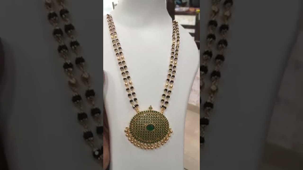 green stone locket with Long -1270fs - YouTube