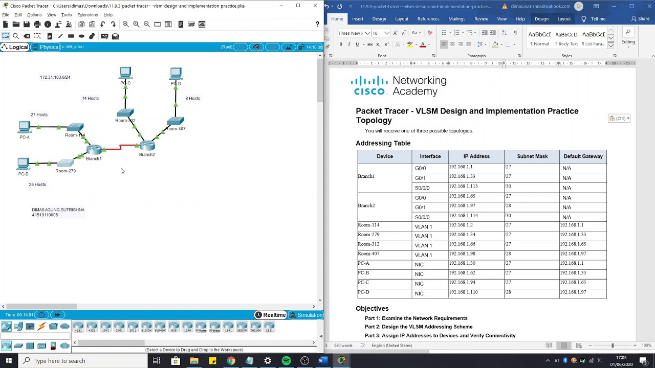 11.9.3 - Packet Tracer - VLSM Design and Implementation Practice - YouTube
