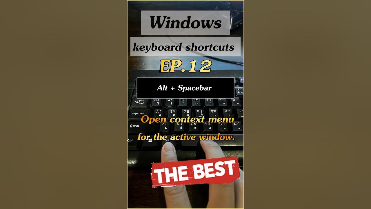 Windows keyboard shortcuts Ep.12 alt+Spacebar Open context menu for the active window - YouTube