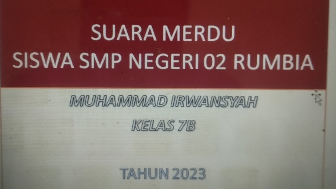 MaasyaaAllah.. Penampilan Muhammad Irwansyah siswa SMPN 02 Rumbia ...