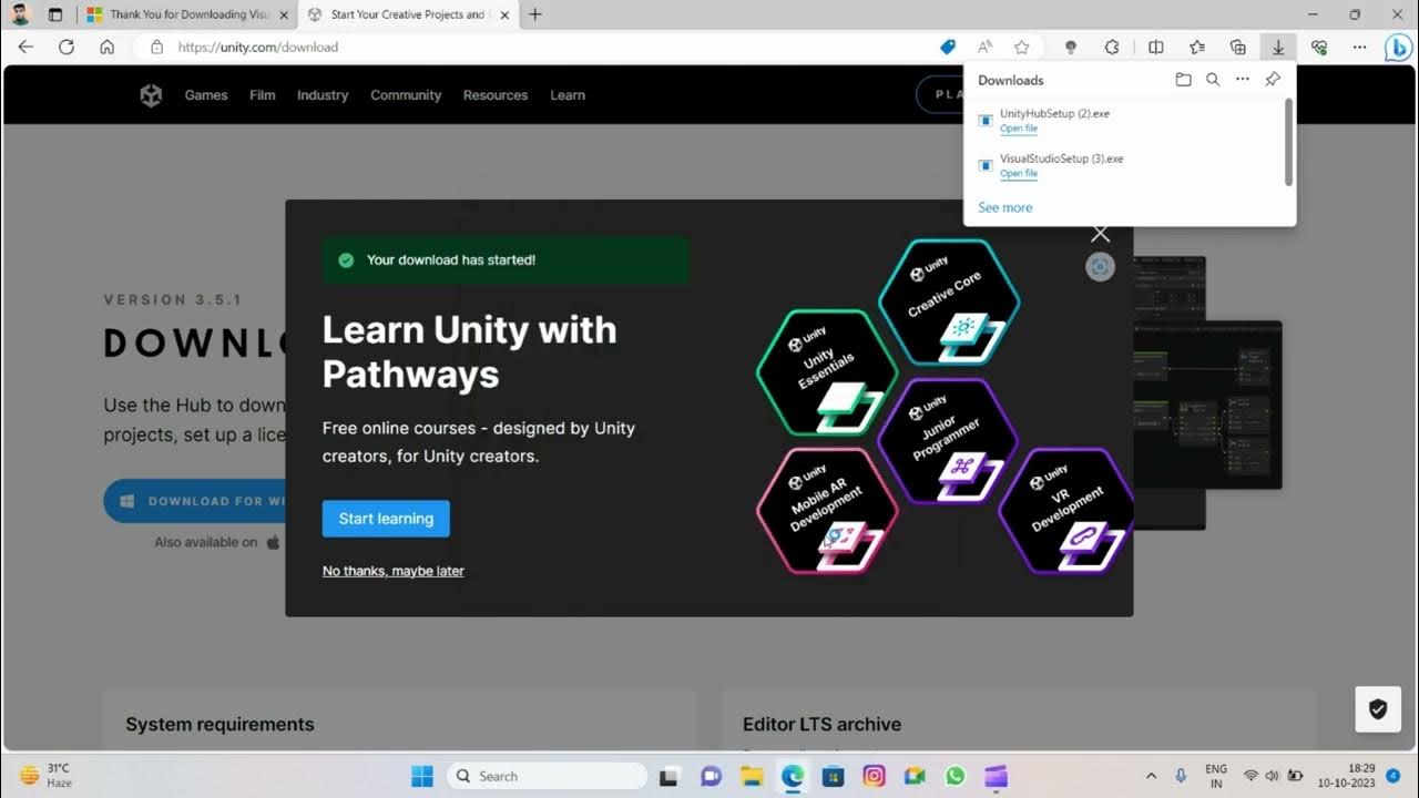 How to setup unity engine and visual studio for game development 🎮🎮@unity @visualstudio - YouTube