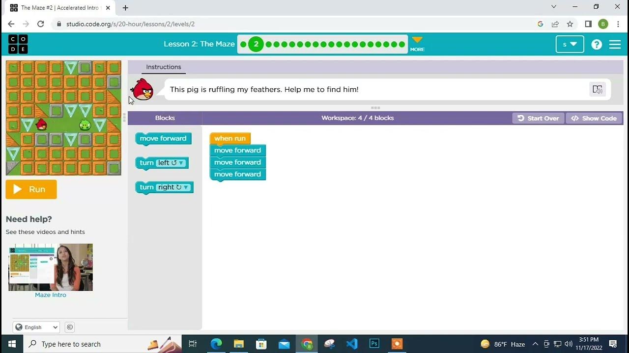 Code.org | accelerated course | Lesson 2, The Maze | code.org lesson 2 answer - YouTube