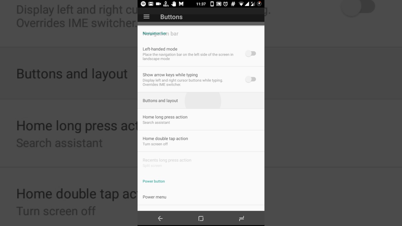 LineageOS Buttons Settings - YouTube