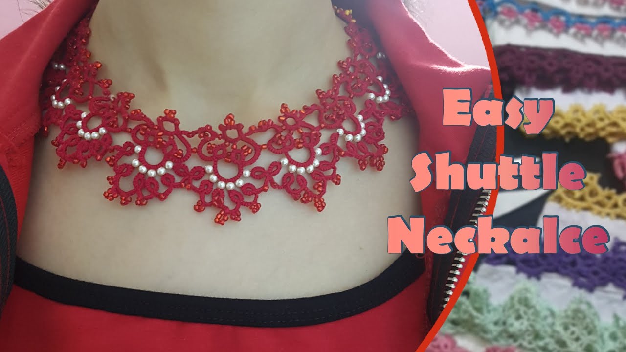 Shuttle Tatting | Red Lace With Red Beads part 2 | - YouTube