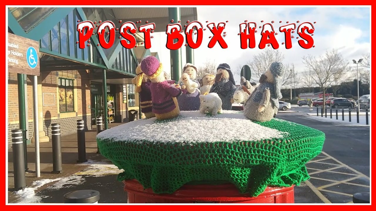 Knitted Post Box Hats / Christmas Decorations : North Tyneside - YouTube