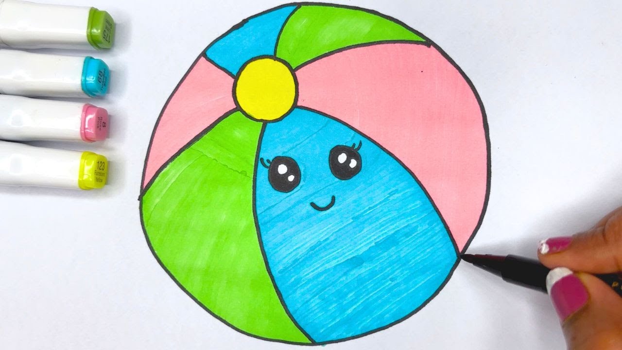 Easy Ball Drawing and Coloring for Kids | How to Draw and Color a Ball ...