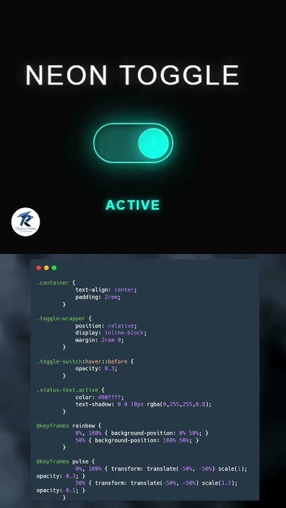 Neon Toggle Switch Button Using HTML & CSS | Glowing UI Button Effect #shortvideo #shorts # ...