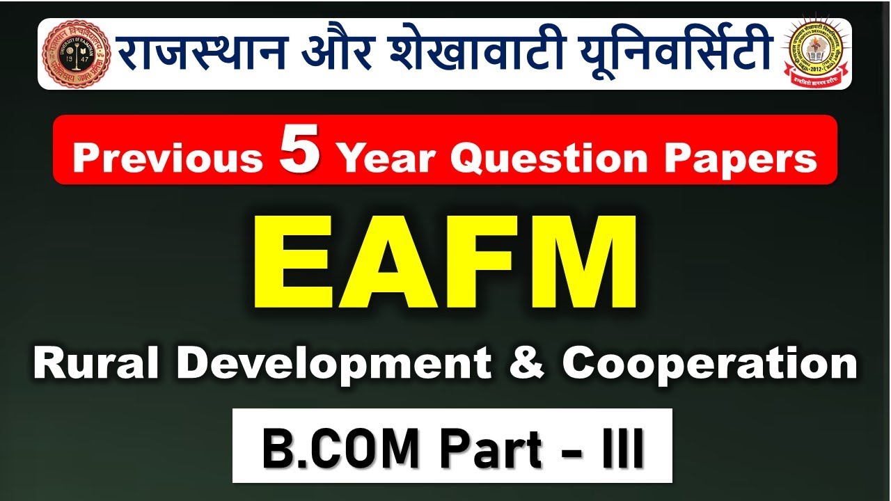 EAFM Old Question Papers | PDUSU Old Question Papers | UOR Old Question ...