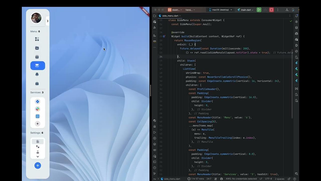 Desktop sidebar developed with Flutter - YouTube