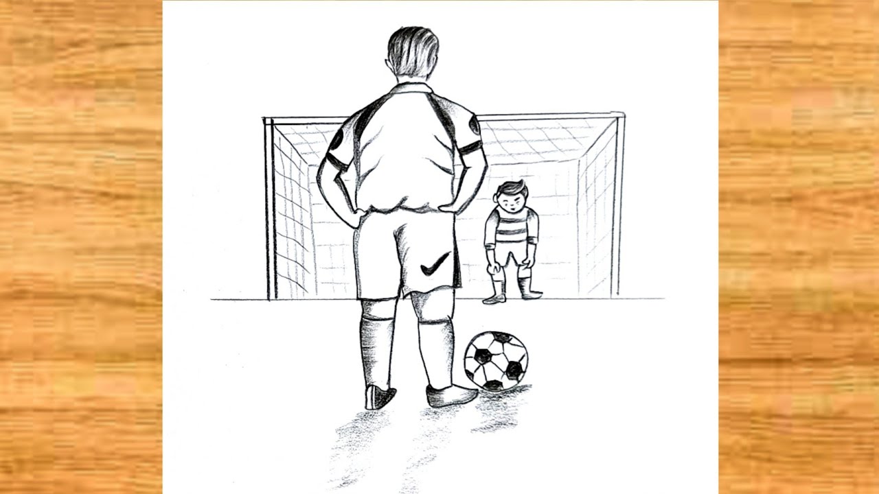 How to draw a boy playing football step by step || soccer player ...