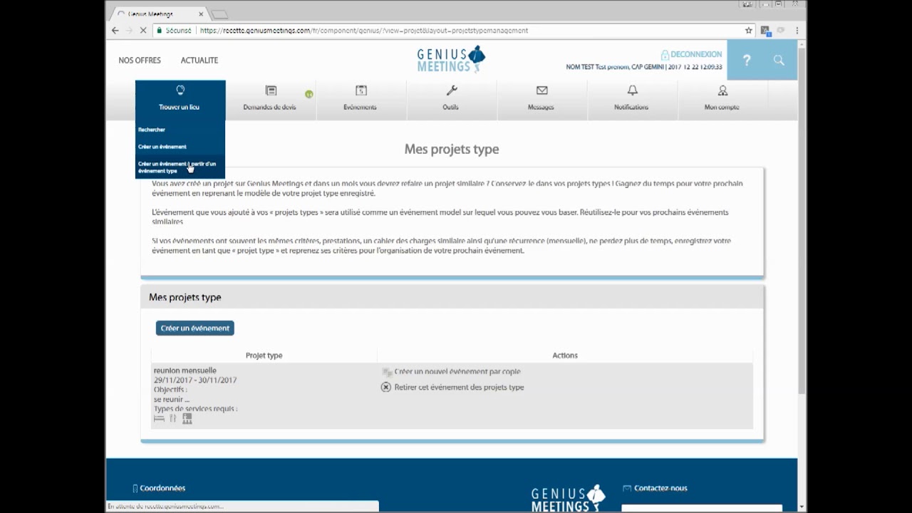 Genius Meetings Tutoriel : Créer un événement "type" - YouTube