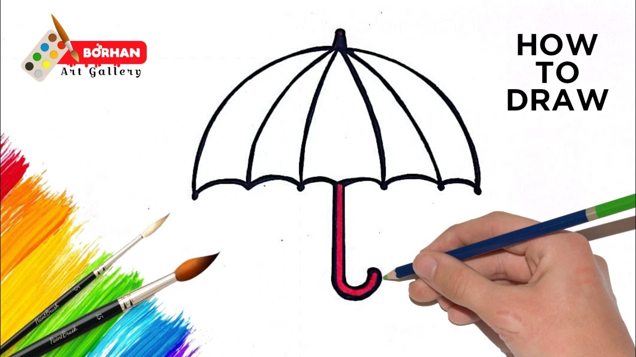 Umbrella drawing marker easy process videos | Easy Drawing Tutorial for ...