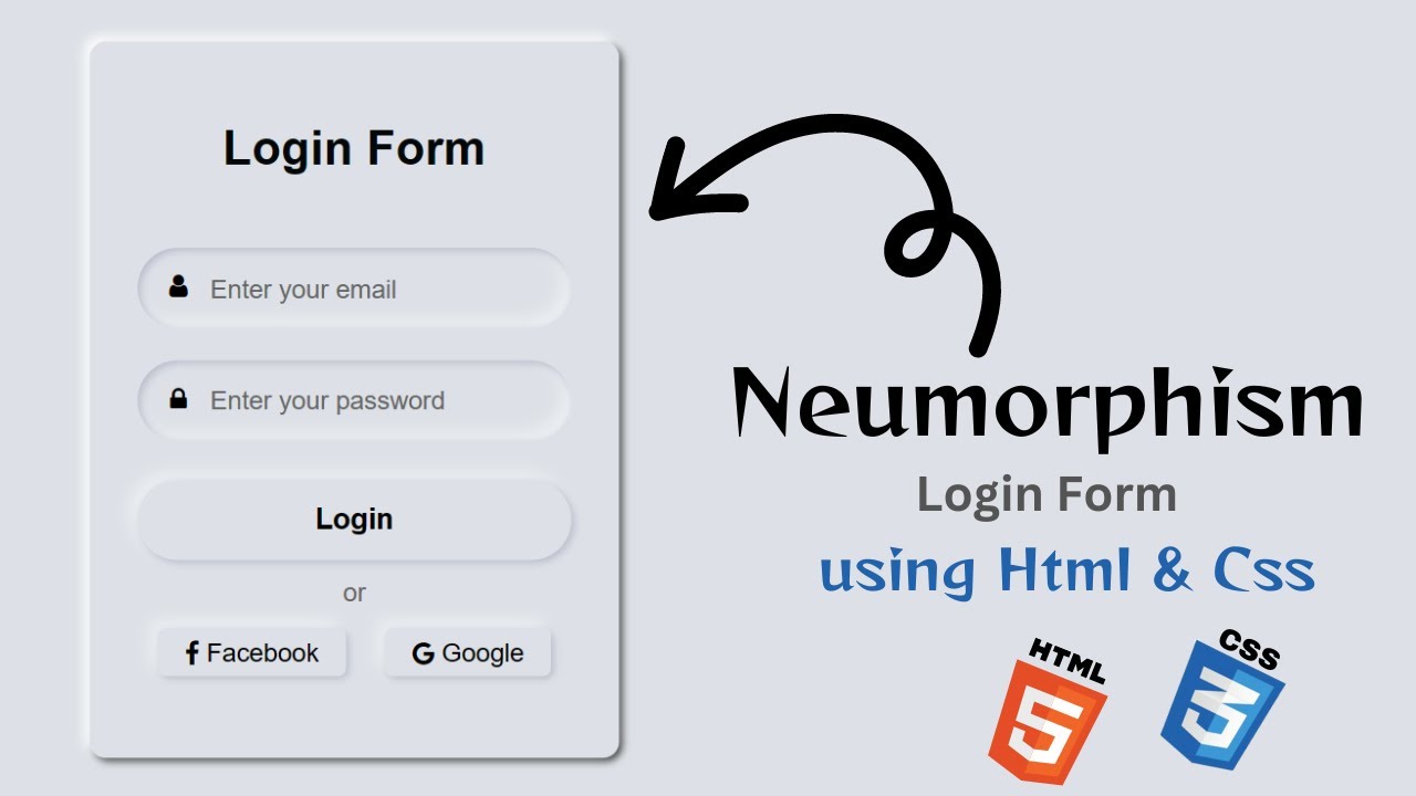 Neumorphism Login Form Using Html And Css Youtube