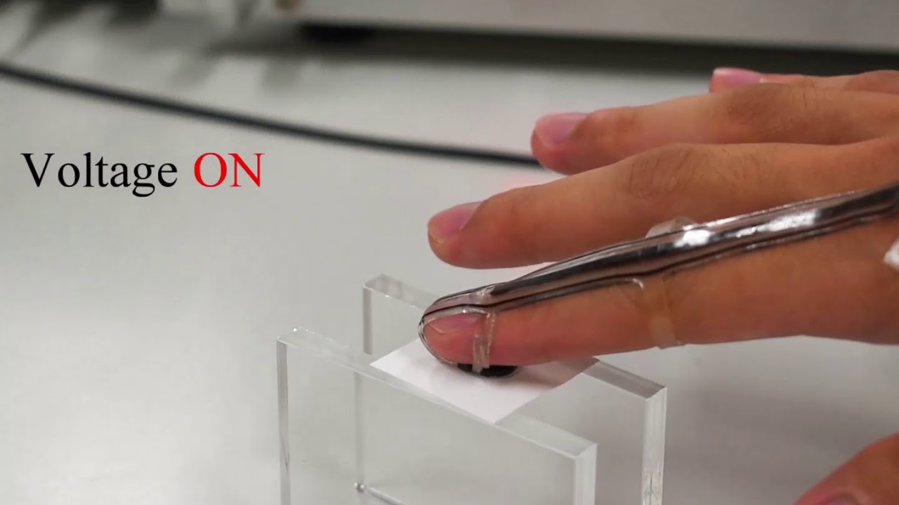 Electroadhesion of functional haptic device - YouTube