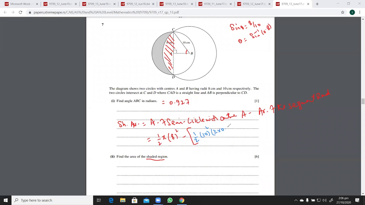 Practicing Past Paper Problems on Circular Measure 2 of2. A Level Maths ...