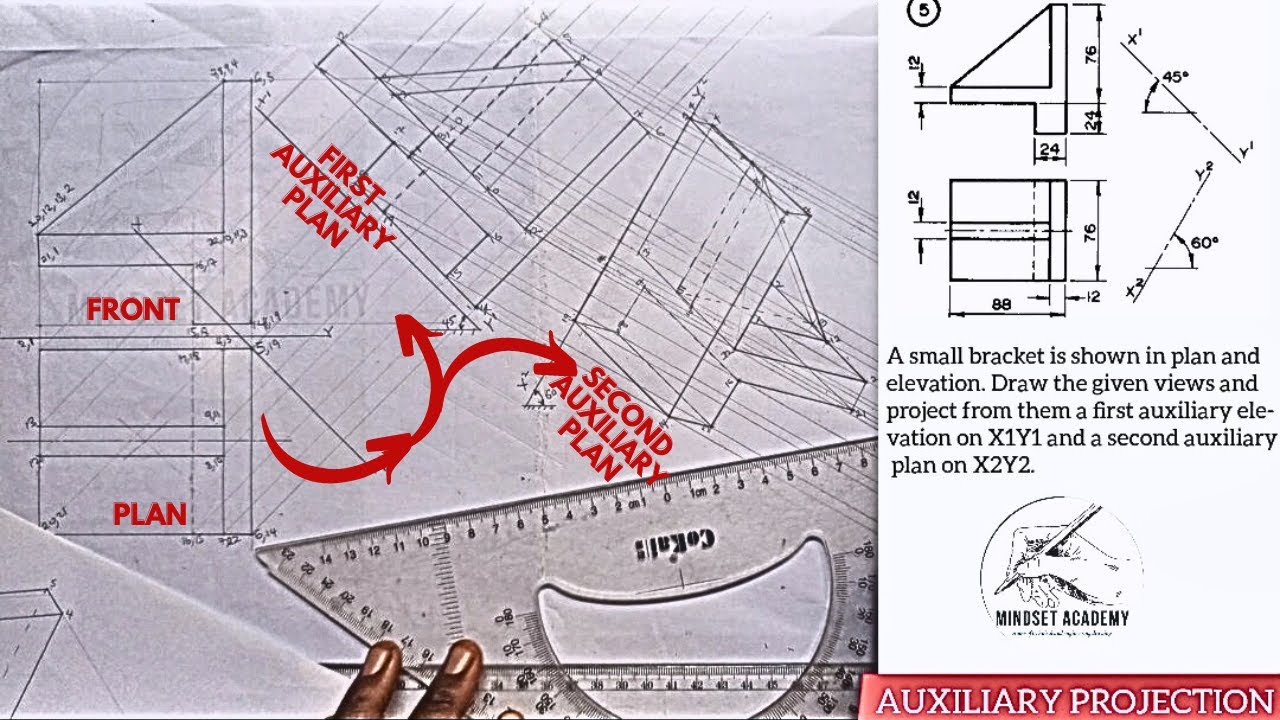 HOW TO DRAW PROJECTION OF FIRST AUXILIARY ELEVATION AND SECOND ...