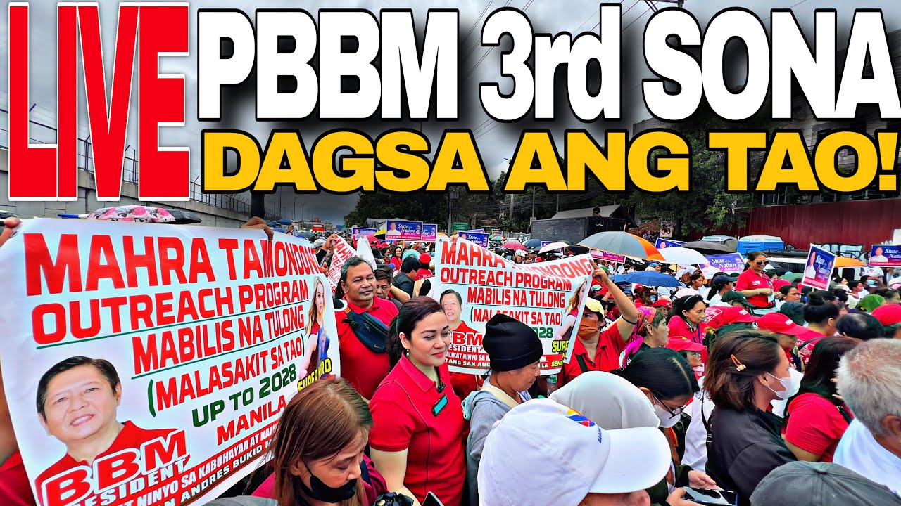 PBBM 3rd SONA Dinagsa ng mga supporters sa labas ng congress - YouTube