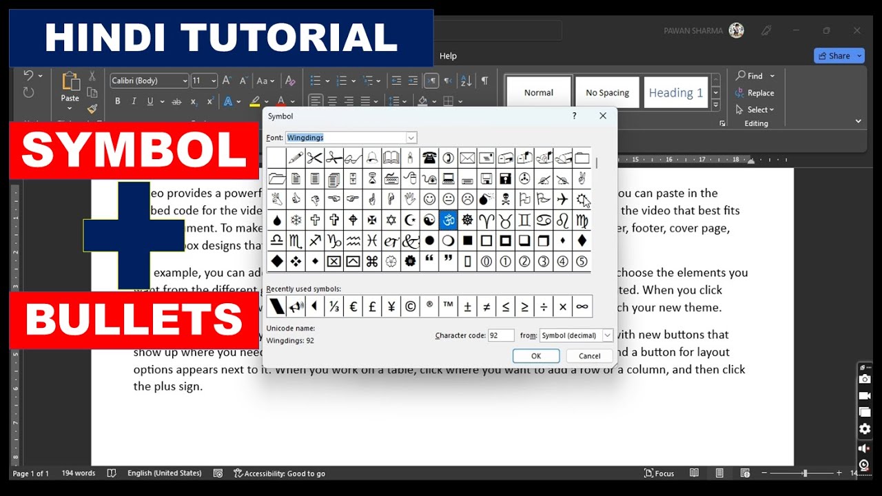 SYMBOL USING AS A BULLETS IN MS WORD | MS WORD HINDI TUTORIAL | # ...