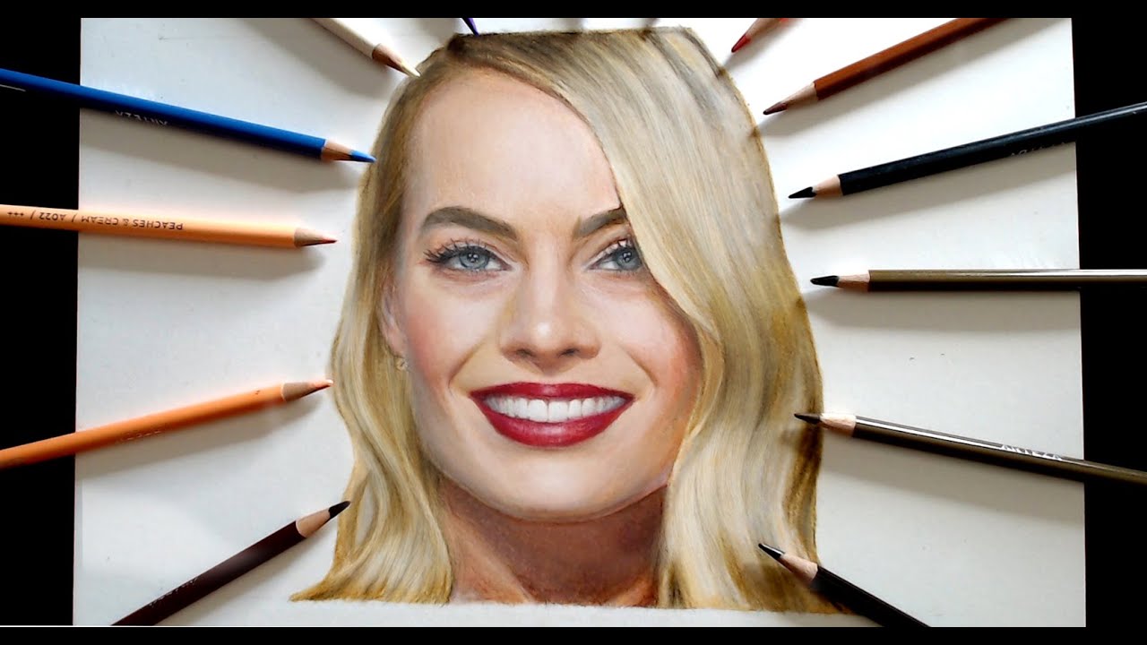 Margot Robbie Speed Drawing | DRAW2NIGHT - YouTube