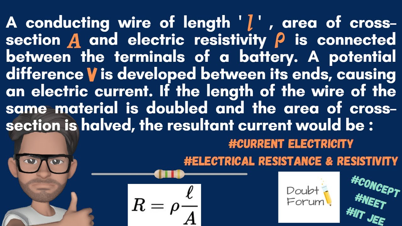 A conducting wire of length l, area of cross-section A and electric ...