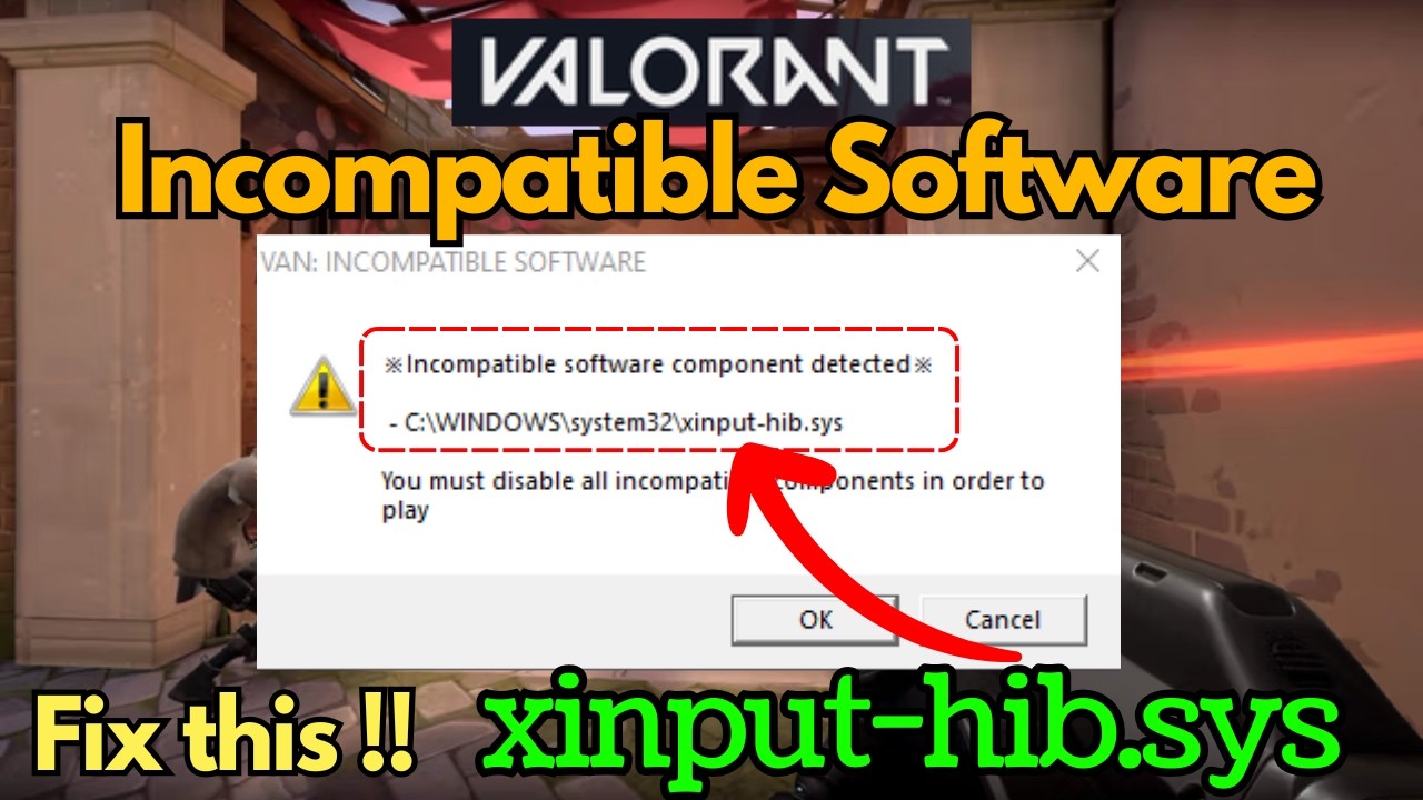 Valorant incompatible software component detected Xinput hib sys Fix ...