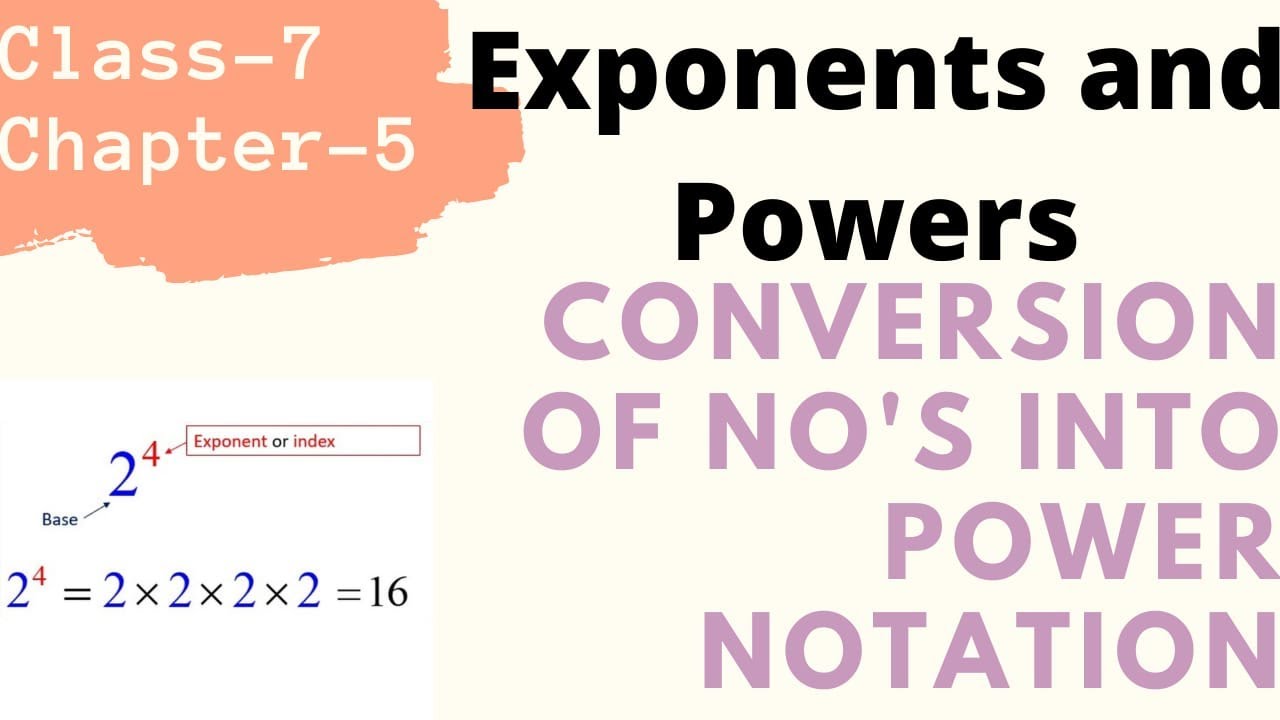 EXPONENTS & POWERS, CONVERSION OF NOS. INTO POWER NOTATION/STANDARD ...