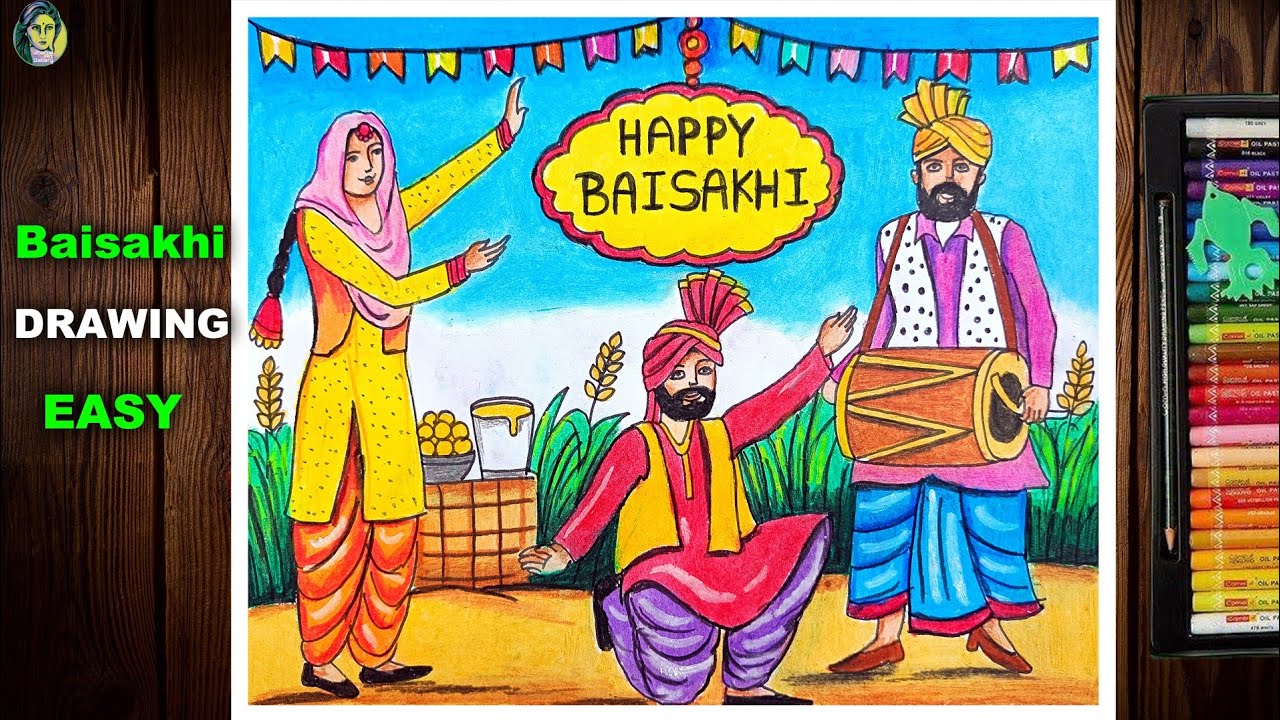 Baisakhi Festival Drawing | Happy Baisakhi Drawing | How To Draw ...