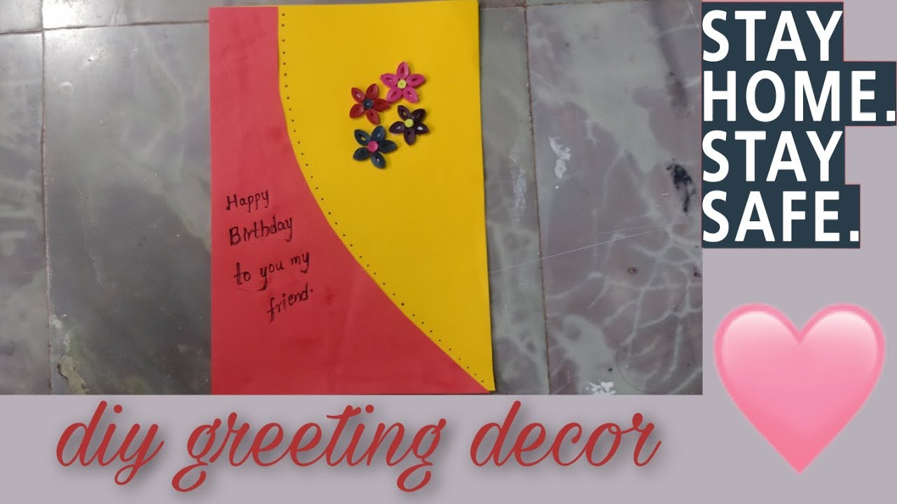 How to decor diy greeting card easily with colour paper - YouTube