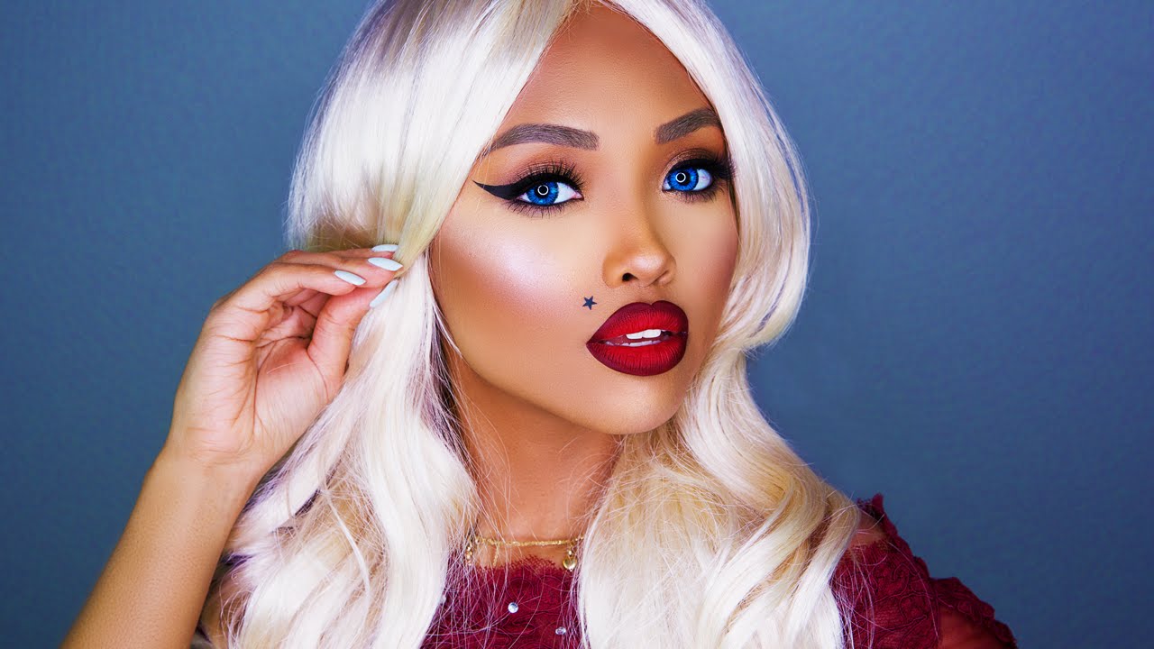 Red lips Giant Wing Glam makeup | CookieChipIry - YouTube