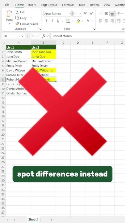 Don’t manually compare lists in Excel! 💥Use this quick trick! #exceltips #exceltricks #shorts ...