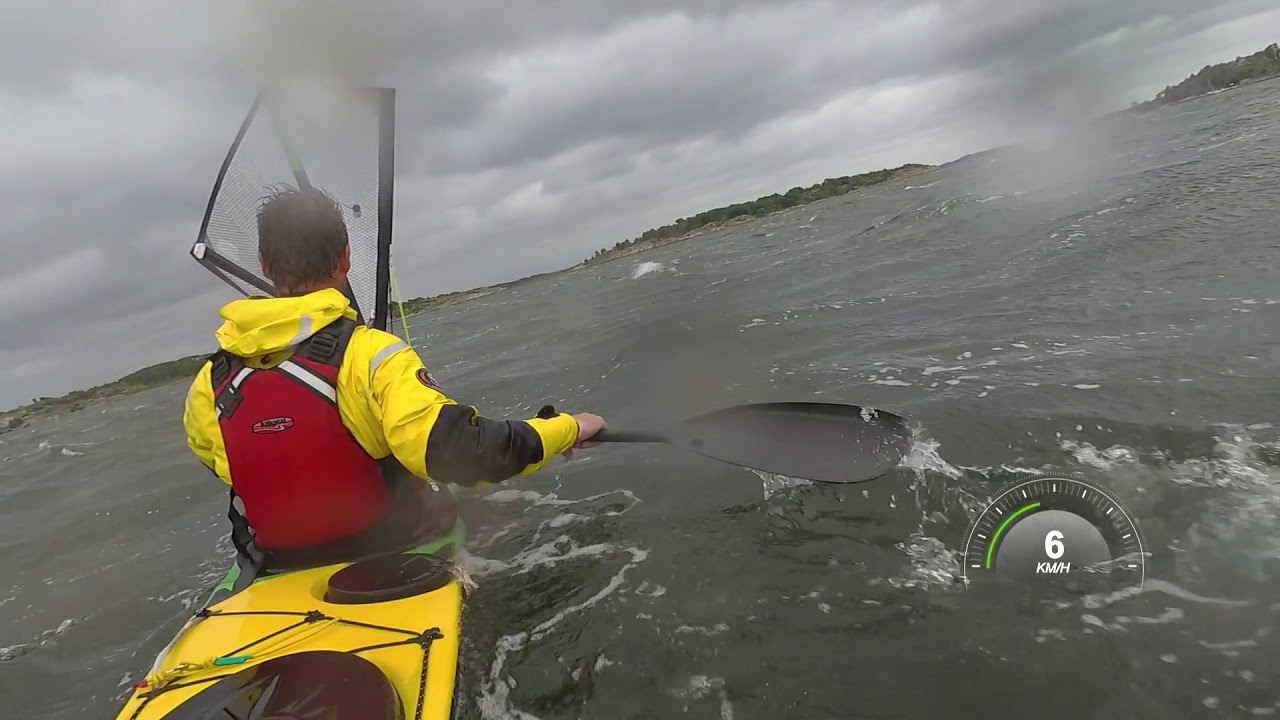 High wind kayak sailing 2 - YouTube