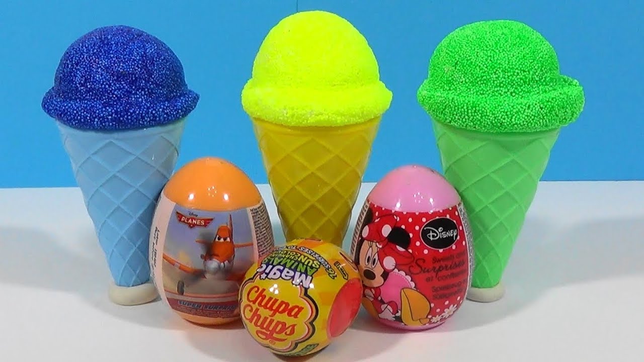 Learn colors with 3 Color Play Foam Ice Cream Cups Surprise Toys Eggs ...