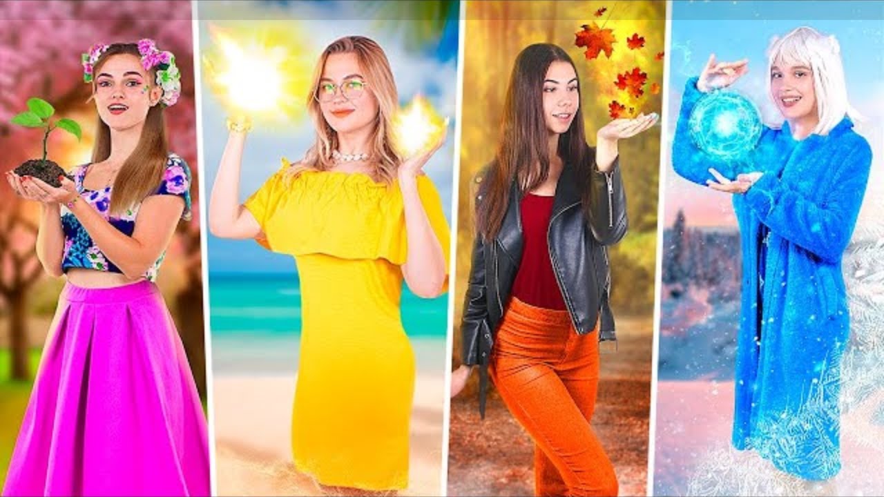Four Seasons at College / Winter Girl, Spring Girl, Summer Girl and ...