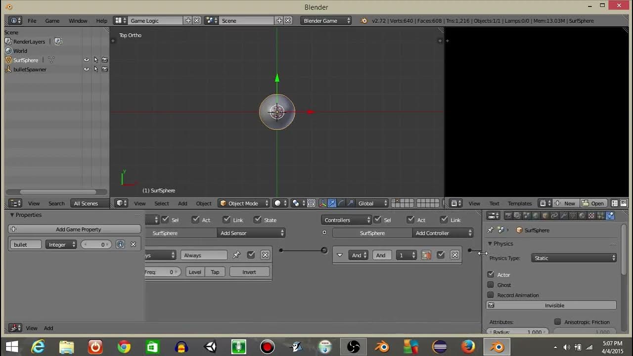 UPBGE - Bullet Spawn & Bullet Damage No Python - YouTube